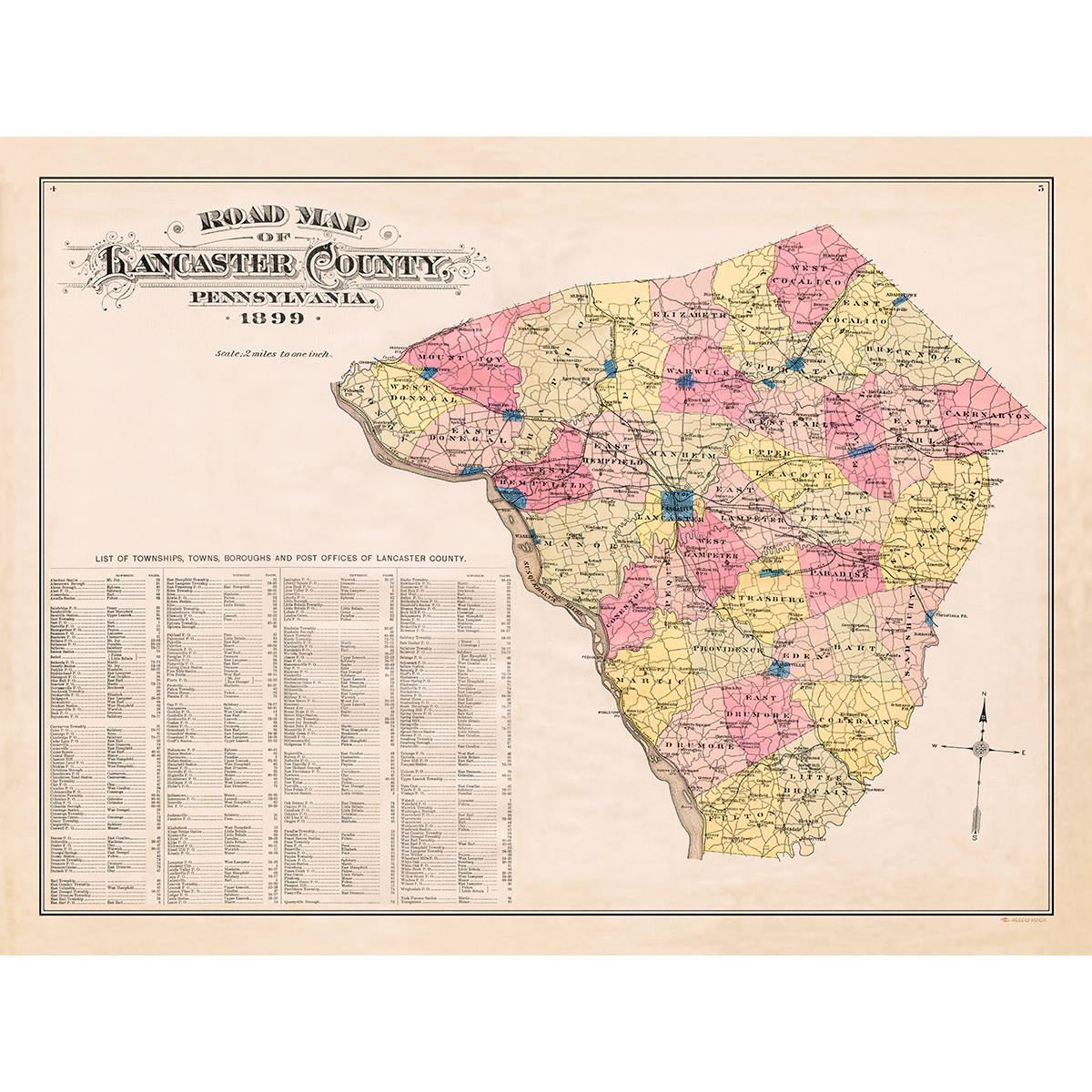 1899 Road Map of Lancaster County sample1b – Uncharted Lancaster
